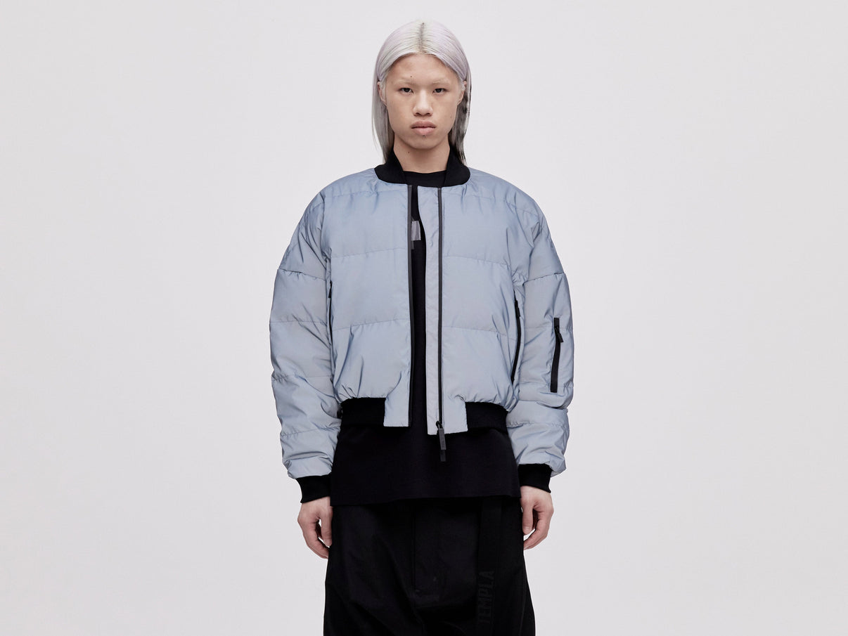 Reflective Bomber Down Jacket - Reflective Blue – Steals