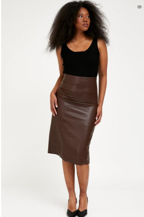 Saia de luxo em couro vegano Silk & Salt marrom – Steals